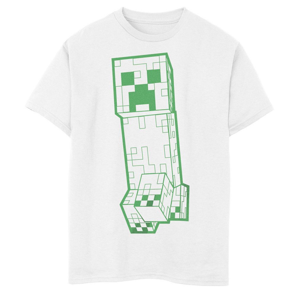 Boys Minecraft Creeper Grid Draw Graphic Tee