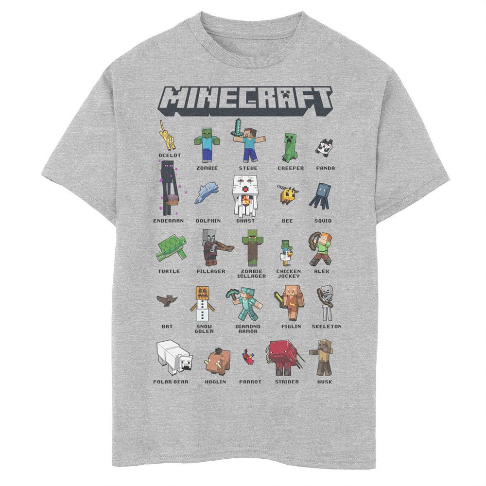 Boys 6-20 Minecraft Characters Names Graphic Tee