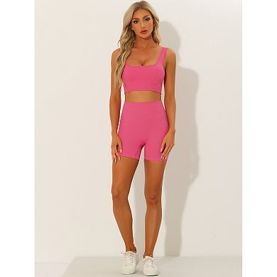 Women's 2 Piece Workout Sets Sports Bra High Waisted Shorts Sets Gym Yoga Outfits