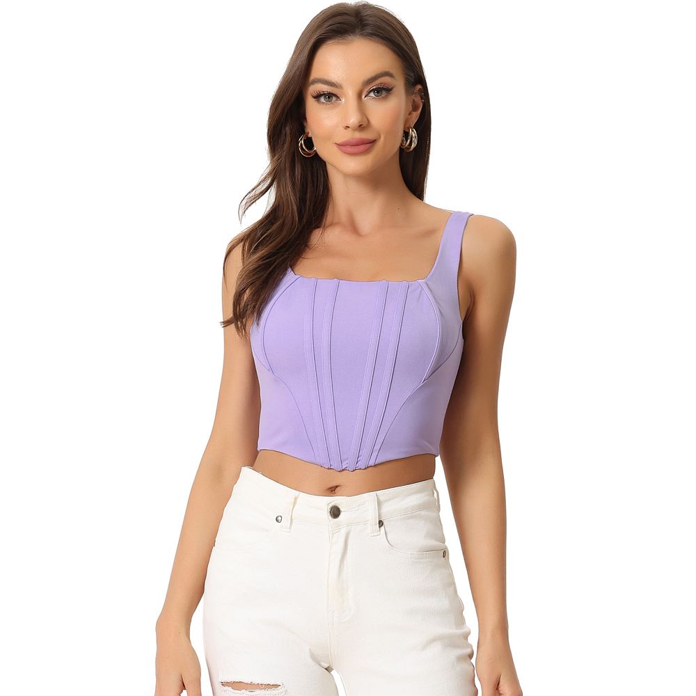 Women's Sleeveless Bustier Corset Top Zip Back Clubwear Party Crop Top