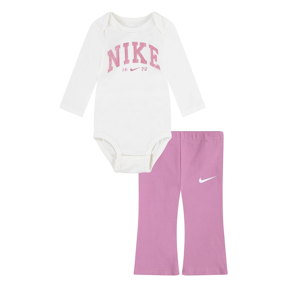 Baby Girls Nike Swoosh Spirit Bodysuit and Flared Leggings 2-Piece Set