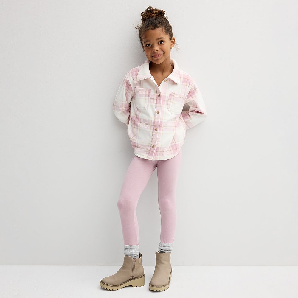 Girls 4-8 Carter's Plaid Fleece Shacket & Leggings Set