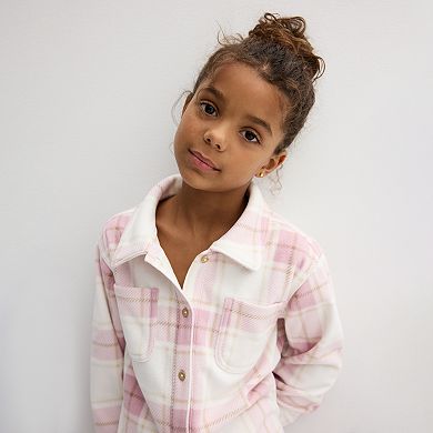 Girls 4-8 Carter's Plaid Fleece Shacket & Leggings Set