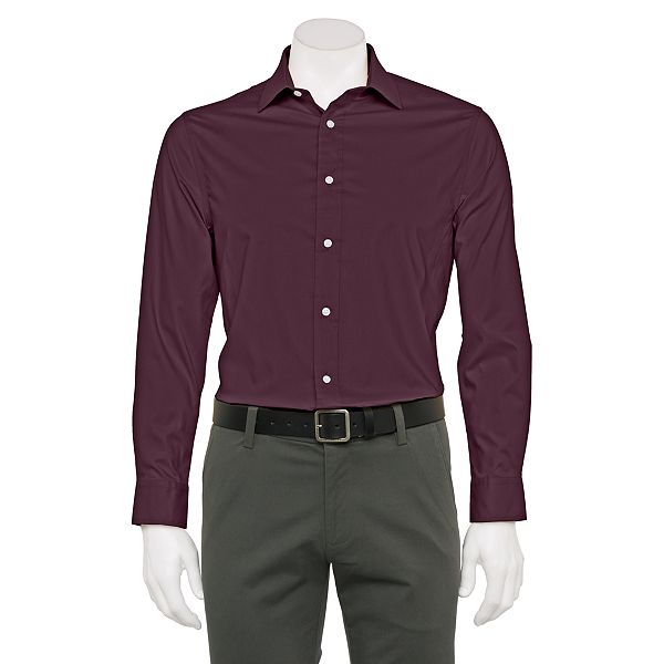 Mens Haggar Slim Fit Premium Comfort Wrinkle Resistant Dress Shirt
