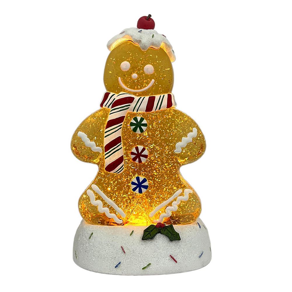St. Nicholas Square® Holiday Shimmer LED Gingerbread Man Snow Globe ...