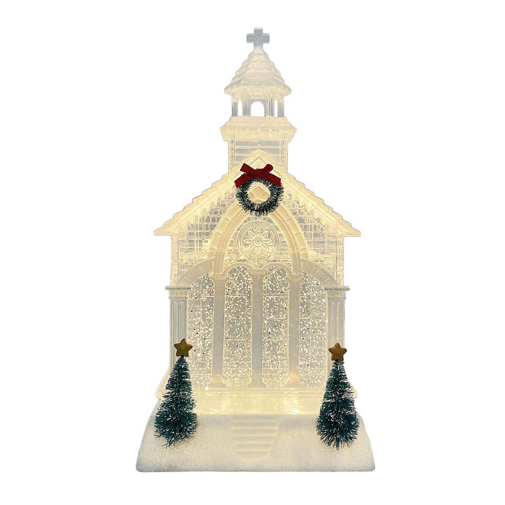 St. Nicholas Square® Holiday LED Church Shimmer Snow Globe Table Decor