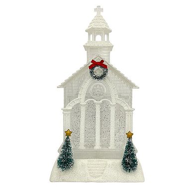 St. Nicholas Square® Holiday LED Church Shimmer Snow Globe Table Decor