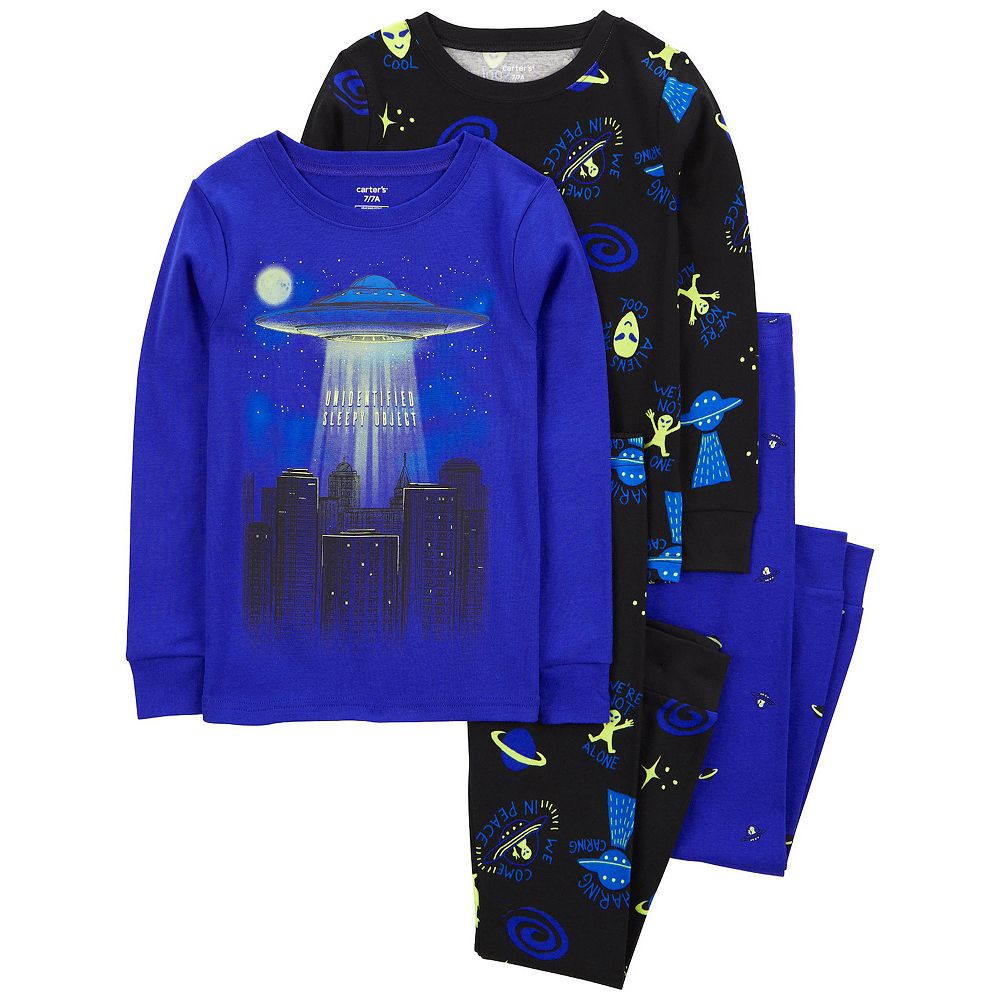 Boys 4-14 Carter's 4-Piece Space Alien Print Long Sleeve Pajama Shirts ...