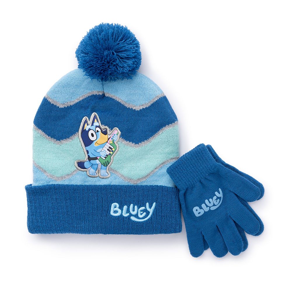 Girls Bluey Beanie Hat & Gloves Set
