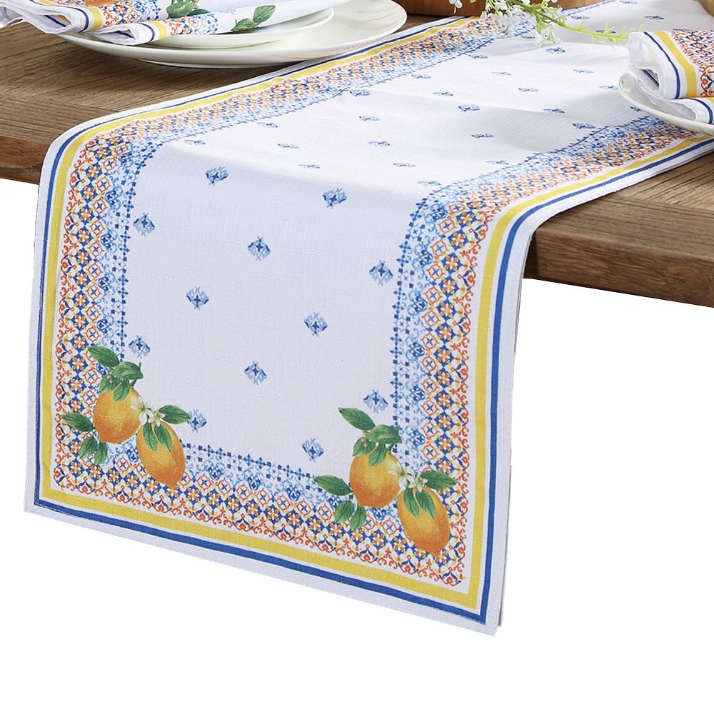 Elrene Home Fashions Capri Lemon Spring/Summer Table or Console Runner ...