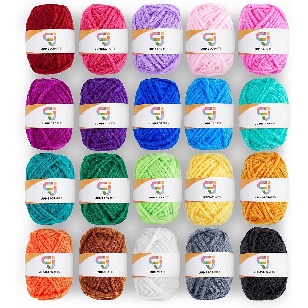 Jumblcrafts 20 Acrylic Crochet Yarn Kit, Assorted Colors Thick Yarn ...