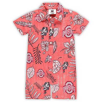 Infant Wes & Willy Scarlet Ohio State Buckeyes Vintage Floral Romper