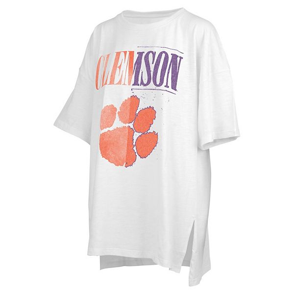 Women's Pressbox White Clemson Tigers Lickety-Split Oversized T-Shirt