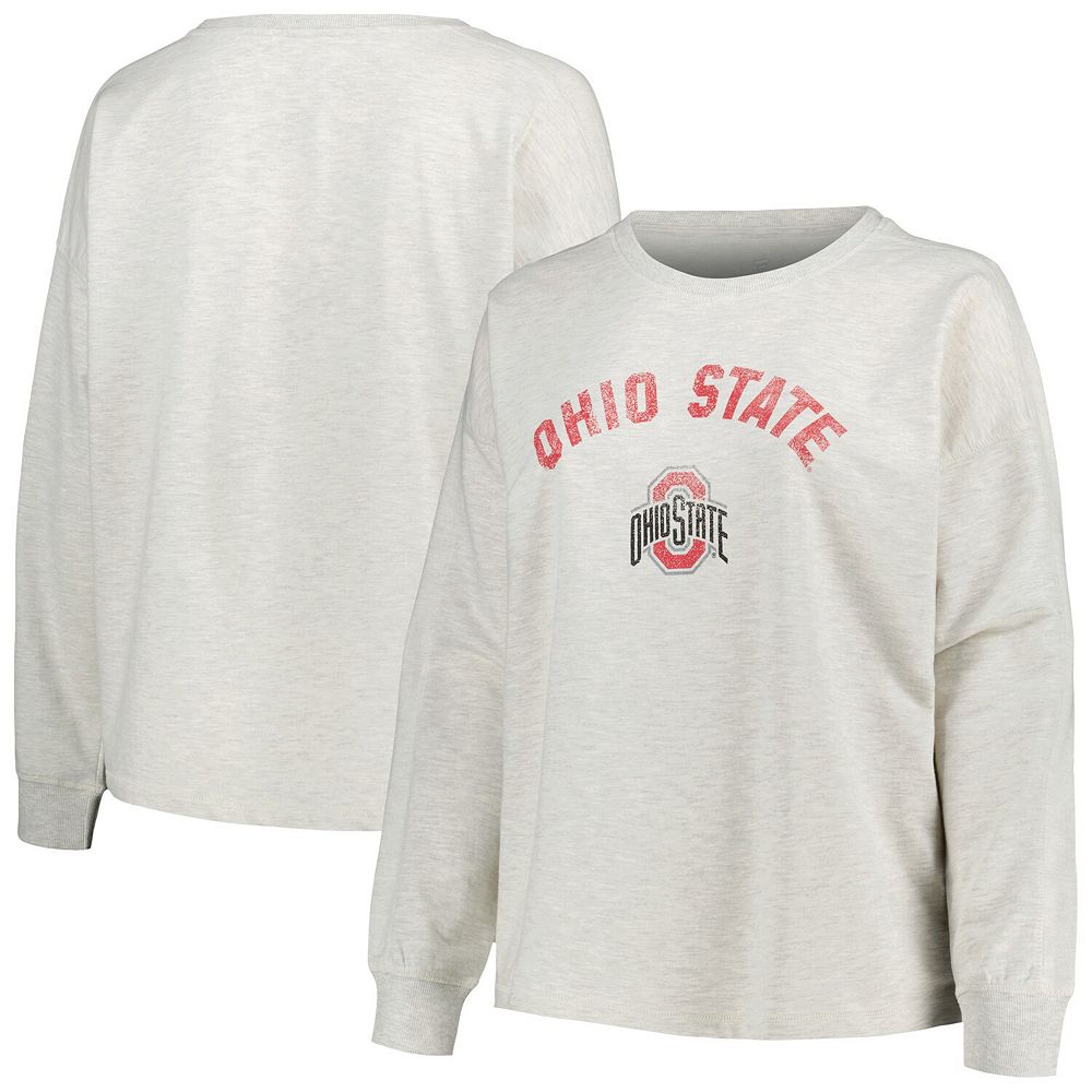 Women's Profile Oatmeal Ohio State Buckeyes Plus Size Distressed Arch ...
