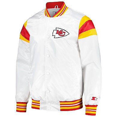 Men's Starter White Kansas City Chiefs Satin Full-Snap Varsity Jacket
