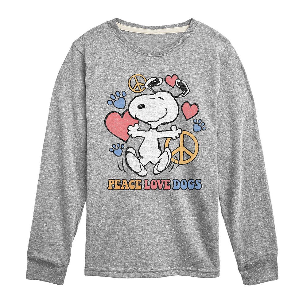 Boys 8-20 Peanuts Peace Love Dogs Long Sleeve Graphic Tee