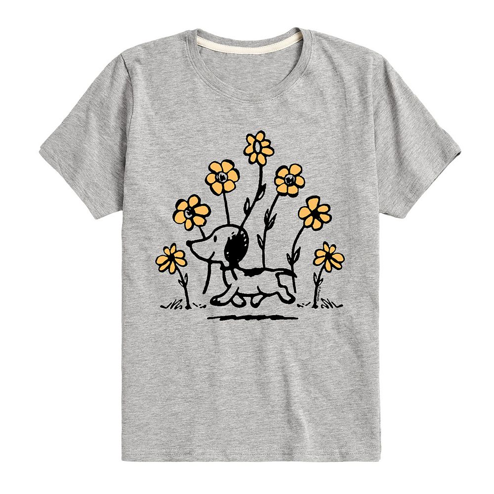 Boys 8-20 Peanuts 1950s Snoopy Flowers Graphic Tee
