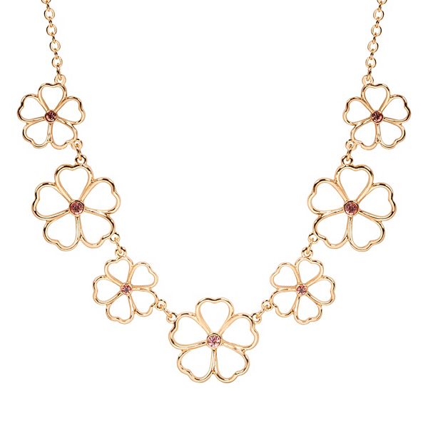 LC Lauren Conrad Gold Tone Wire Floral Statement Necklace