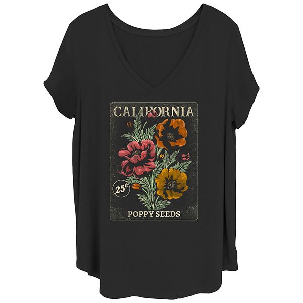 Juniors' Plus Size California Poppy Seeds Graphic Tee