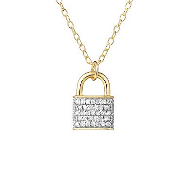 Classic Treasures 18K Gold Over Silver 1/10 Carat T.W. Diamond Lock ...