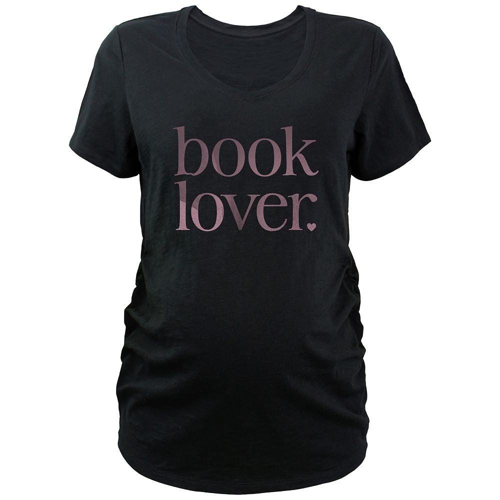 Maternity Book Lover V-Neck Graphic Tee