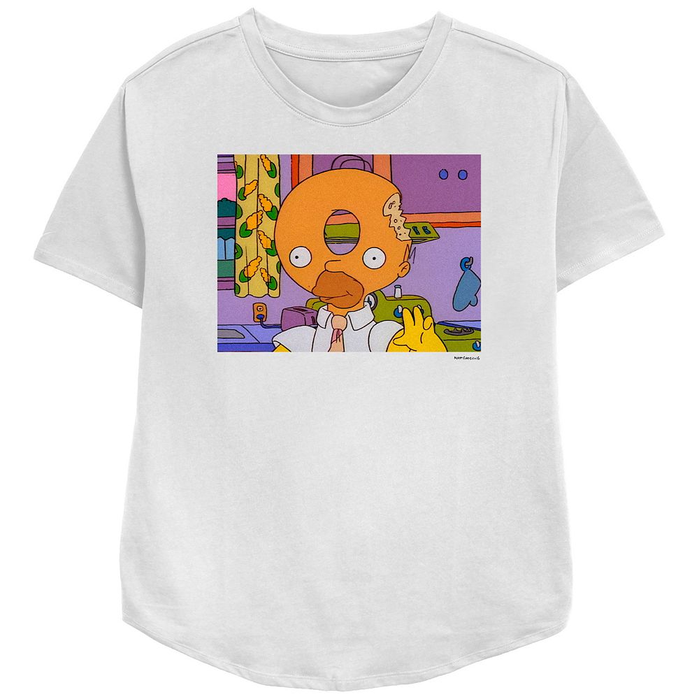 Women's The Simpsons Homer Donut Head Relaxed Fit Graphic Tee