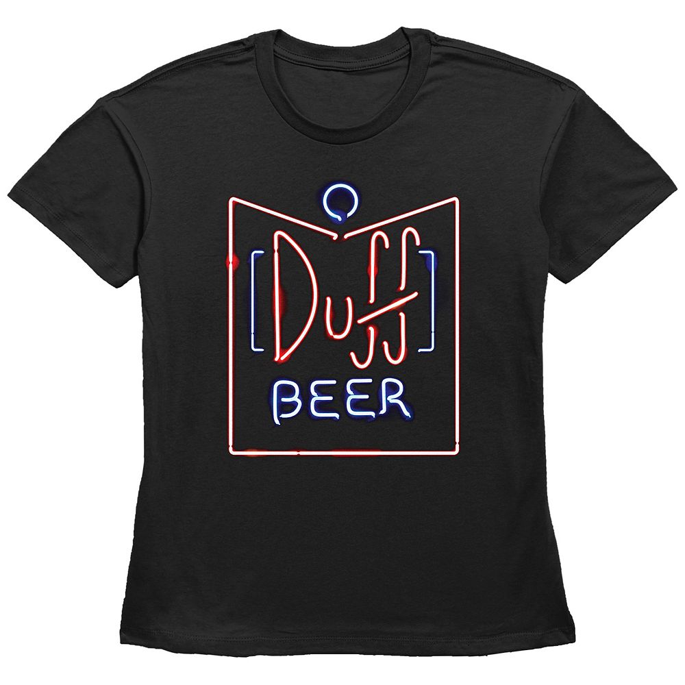 Women's The Simpsons Duff Bear Glowing Sign Basic Fit Graphic Tee