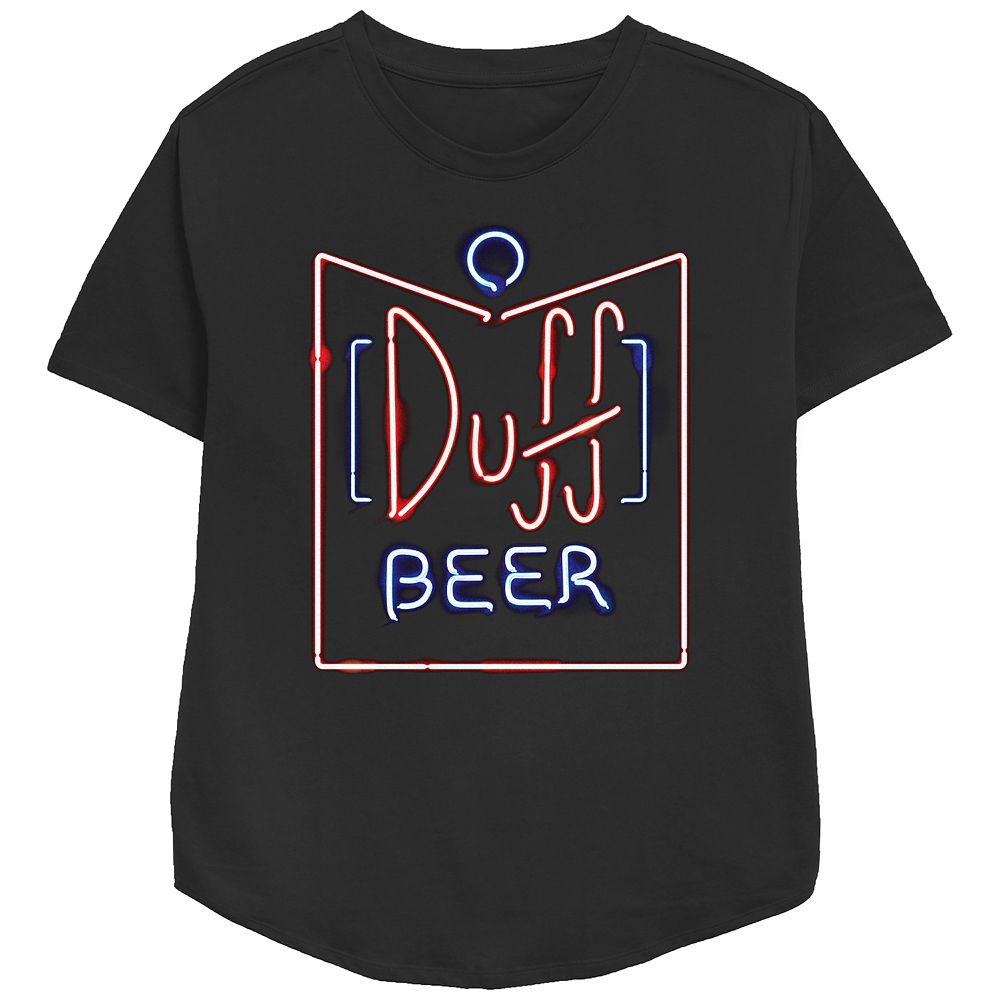 Women's The Simpsons Duff Bear Glowing Sign Relaxed Fit Graphic Tee
