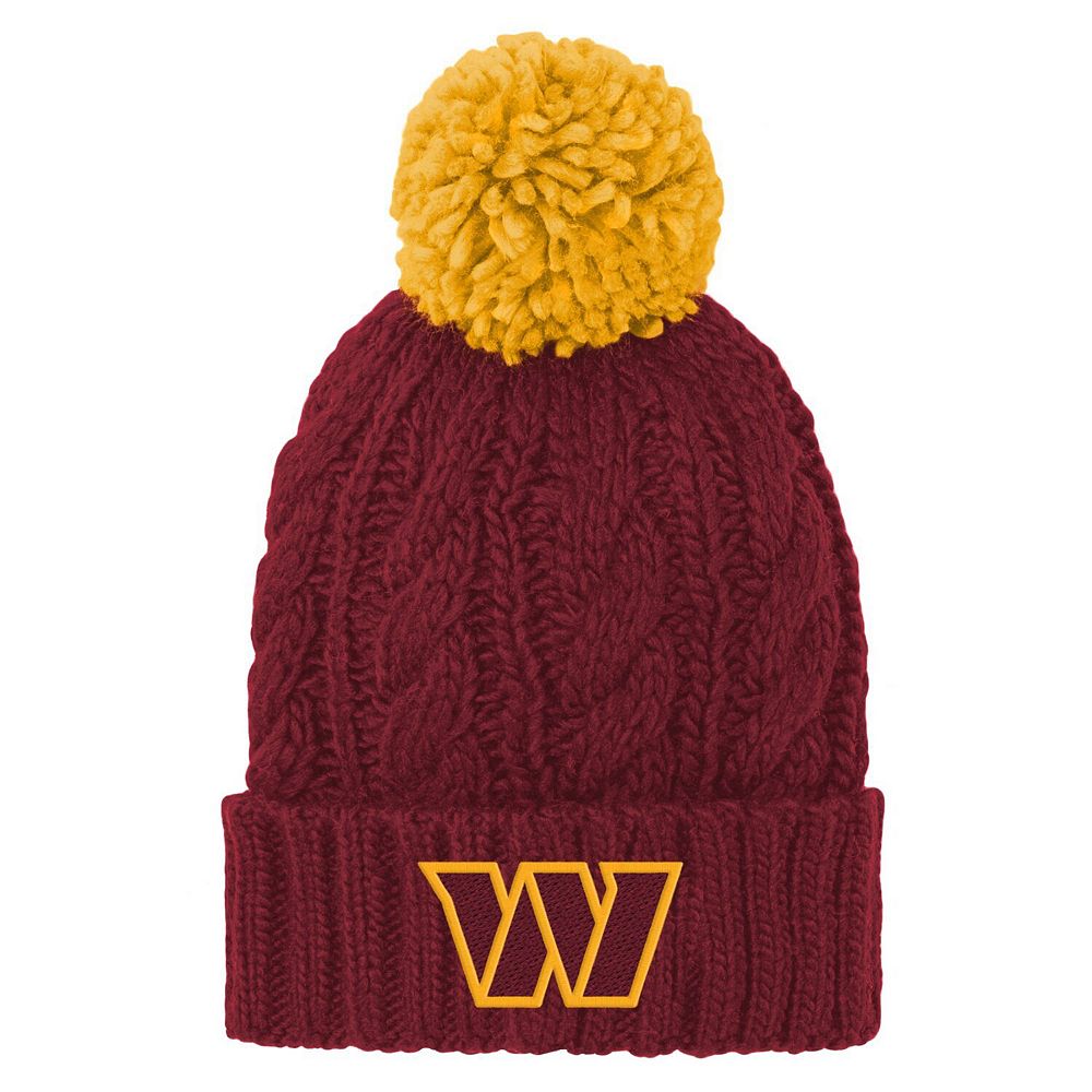 Girls Youth Burgundy Washington Commanders Team Cable Cuffed Knit Hat ...