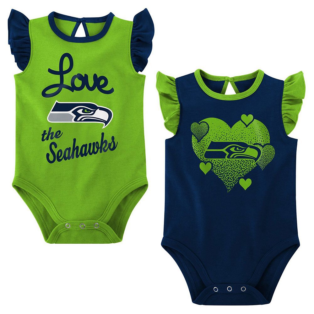 Girls Newborn & Infant Navy/Neon Green Seattle Seahawks Spread the Love ...
