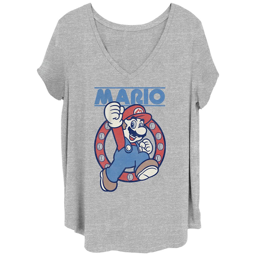 Juniors' Plus Size Super Mario Bros Coins Stamp Graphic Tee
