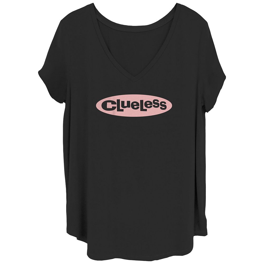 Juniors' Plus Clueless Logo V-Neck Graphic Tee