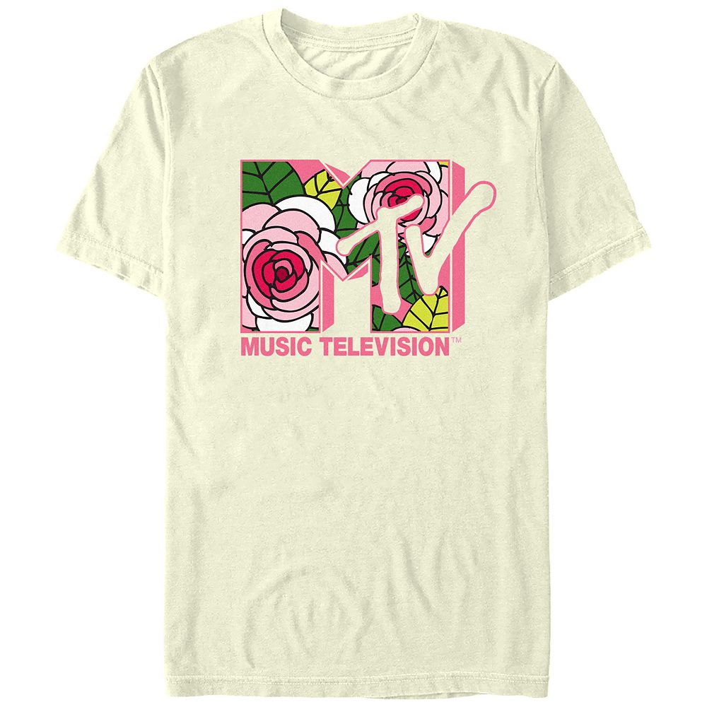 Juniors' MTV Pink Flowers Logo Graphic Tee