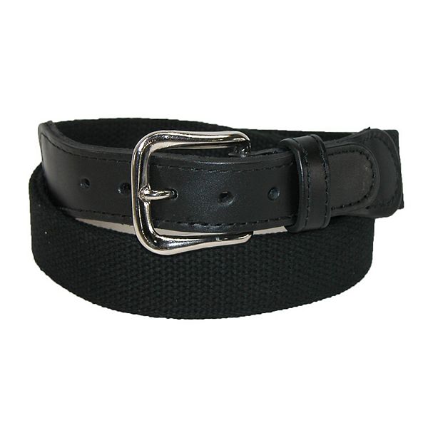 Boston Leather Men's Cotton Web Belt With Leather Tabs