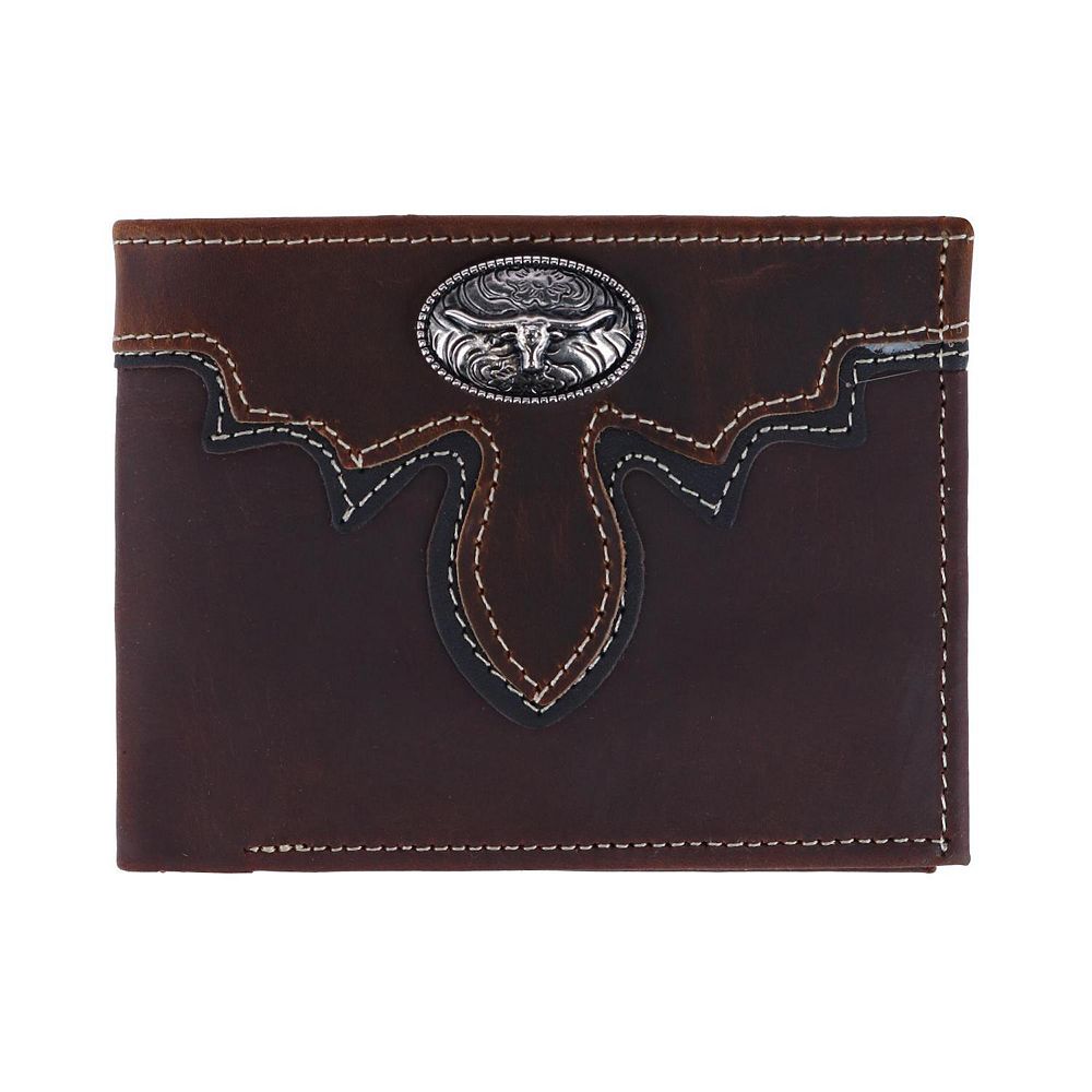 Men's Leather Longhorn Concho Bifold Wallet