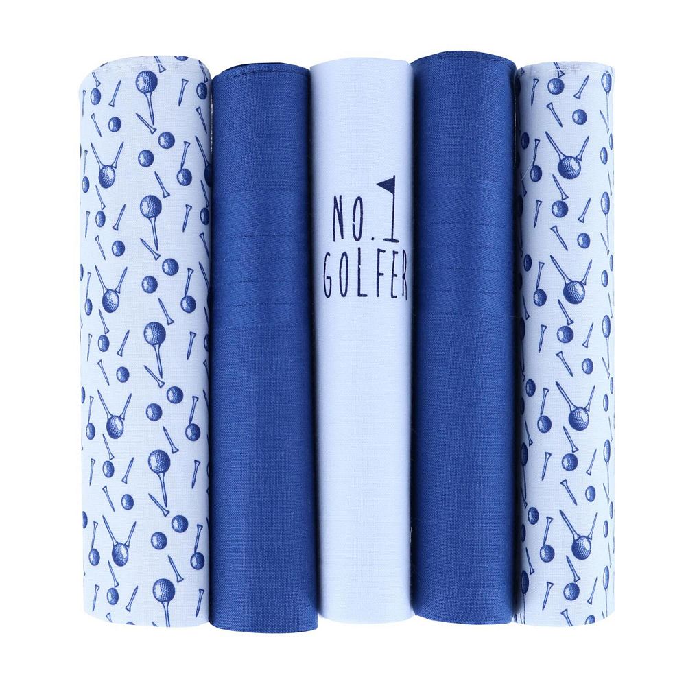 Men's 5 Pack Cotton Golf Theme Novelty Hankies
