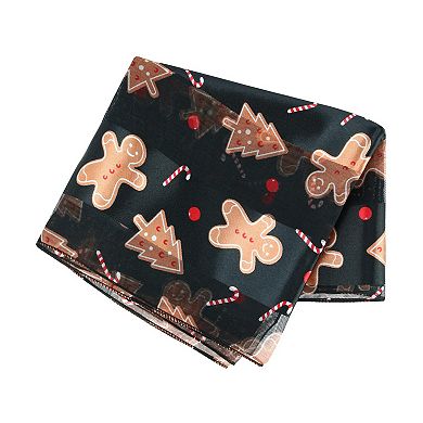 Ctm Women's Holiday Gingerbread Print Lightweight Scarf