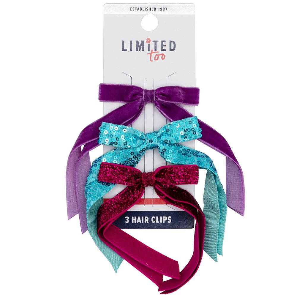 Girls Limited Too 3-Piece Bow Hair Clip Set