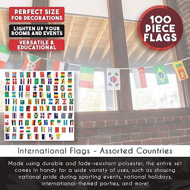 International Flags Of The World Banner With 100 Assorted Countries, 80 Ft