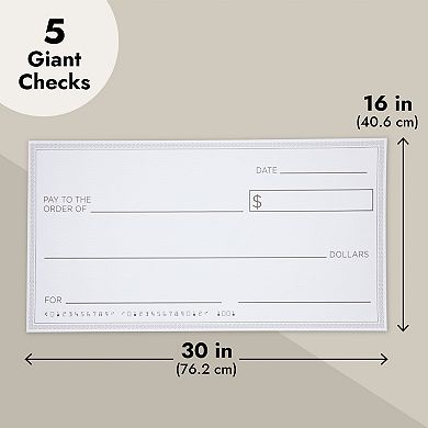 5 Pack Giant Check For Presentations, Awards, Prizes, Fundraisers, 30 X ...