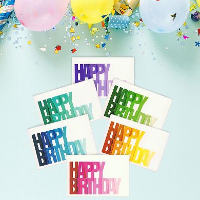 144 Pack Boxed Birthday Cards Assortment With Envelopes, 6 Designs, 4x6 In