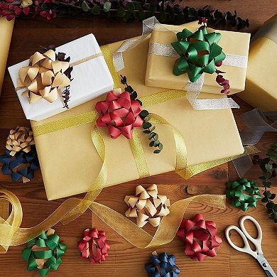 120x Kraft Gift Wrap Bows And Ribbons With Stripes Present Wrapping ...