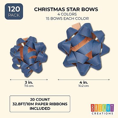 120x Kraft Gift Wrap Bows And Ribbons With Stripes Present Wrapping ...