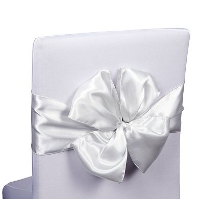 12x Silver Ribbon Bow Chair Sashes For Wedding Reception, Baby Shower ...