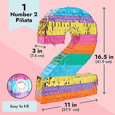 Small Fiesta Number 2 Pinata For Kid's 2nd Birthday Decorations, 11 X ...