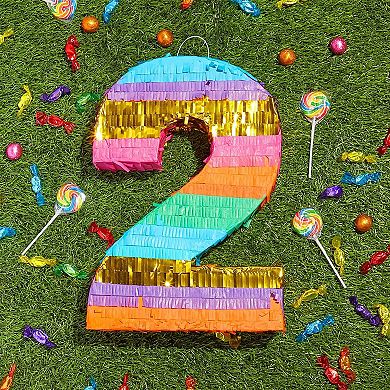 Small Fiesta Number 2 Pinata For Kid's 2nd Birthday Decorations, 11 X ...