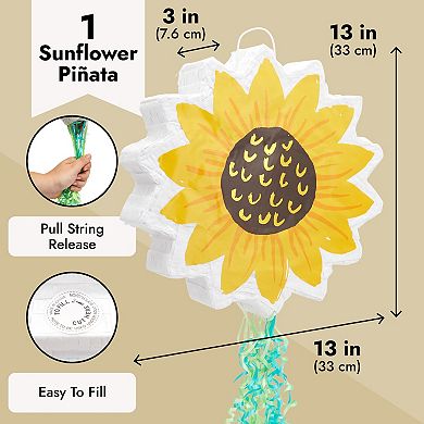 Pull String Sunflower Pinata for Sunshine Baby Shower, Small, 13x13x3 In