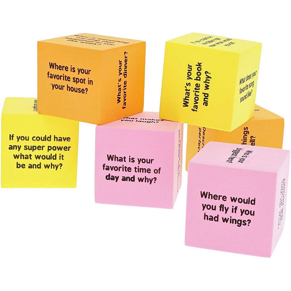 6PC Conversation Starters Cubes, Kids Educational Activities, 1.6 Inches