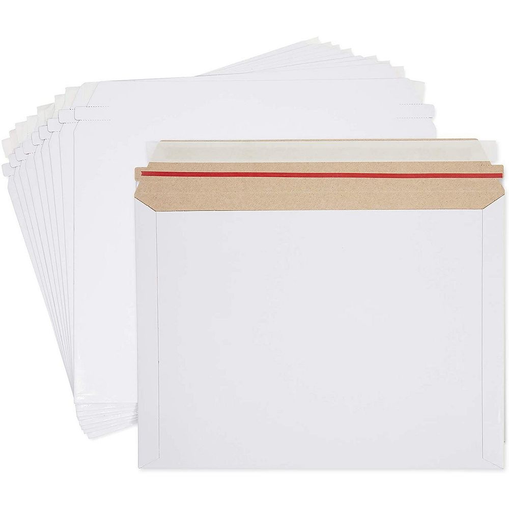 100 Pack Rigid Mailing Envelopes, Stay Flat Cardboard Mailer, 9.5 X 12.5 In