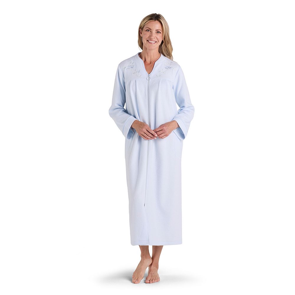 Women's Miss Elaine Essentials Brushed Waffle Long Zip Robe